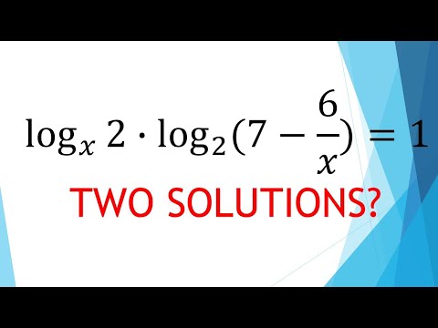 Log_x(2) • log_2(7-6/x) = 1 | A lovely logarithm problem. - YouTube