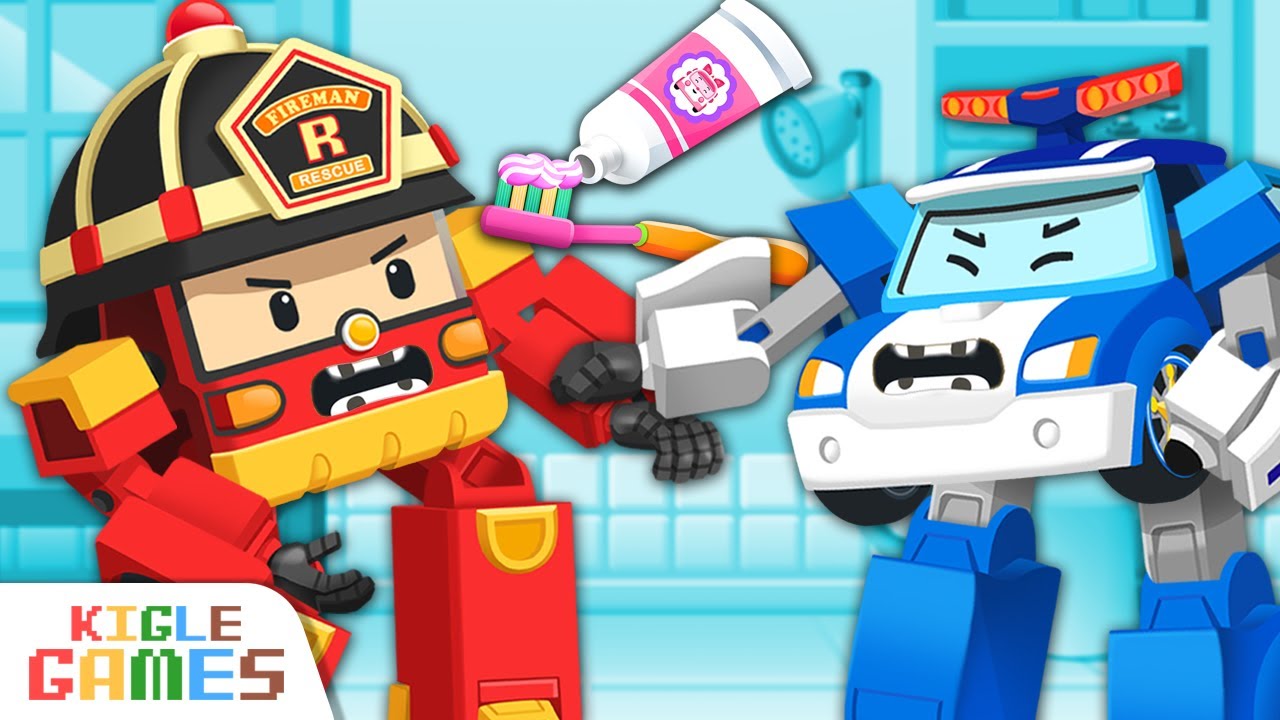 로보카 폴리 습관놀이 치카푸카 양치하자 경찰차 구급차 소방차 어린이 생활습관 게임 Robocar Poli Kigle