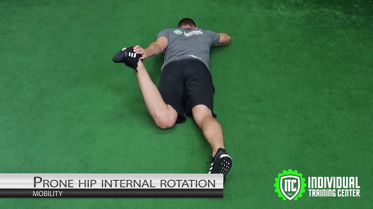 Prone hip internal rotation - YouTube