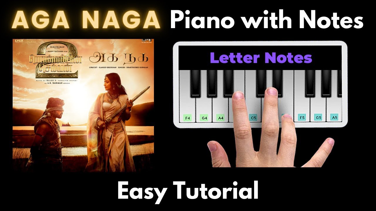 Aga Naga Piano Tutorial with Notes | AR Rahman | PS2 | Mani ratnam ...