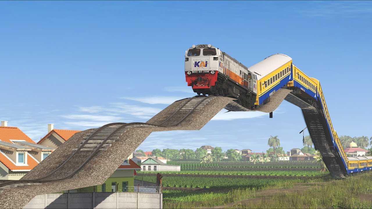 Kereta Api vs Rel Tangga Di Tikungan | Train vs Stair Rail On Curves ...