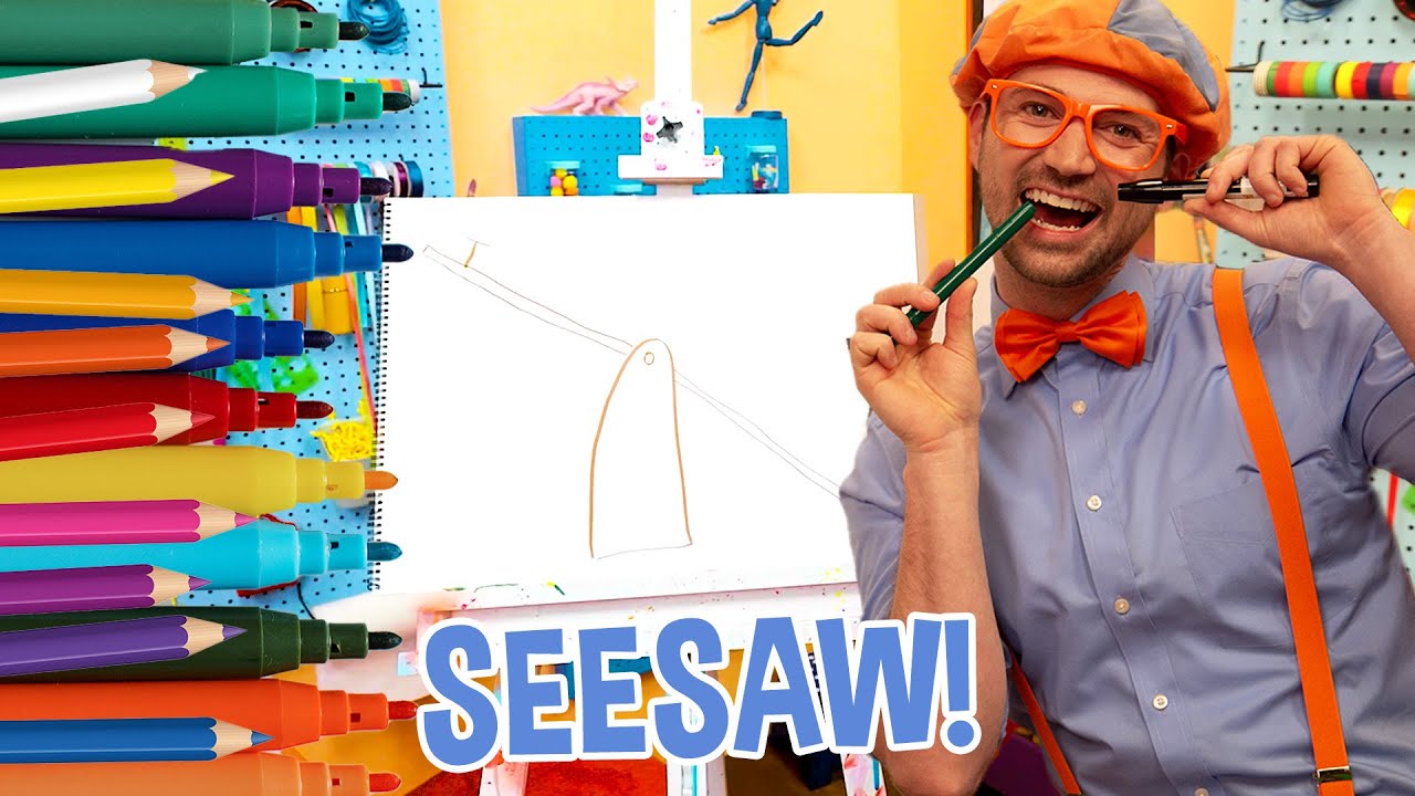 How To Draw A Seesaw | Draw with Blippi | Arts and Crafts For Toddlers ...