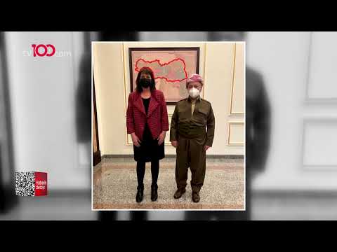 Barzani skandal Türkiye haritası önünde fotoğraf çektirdi!