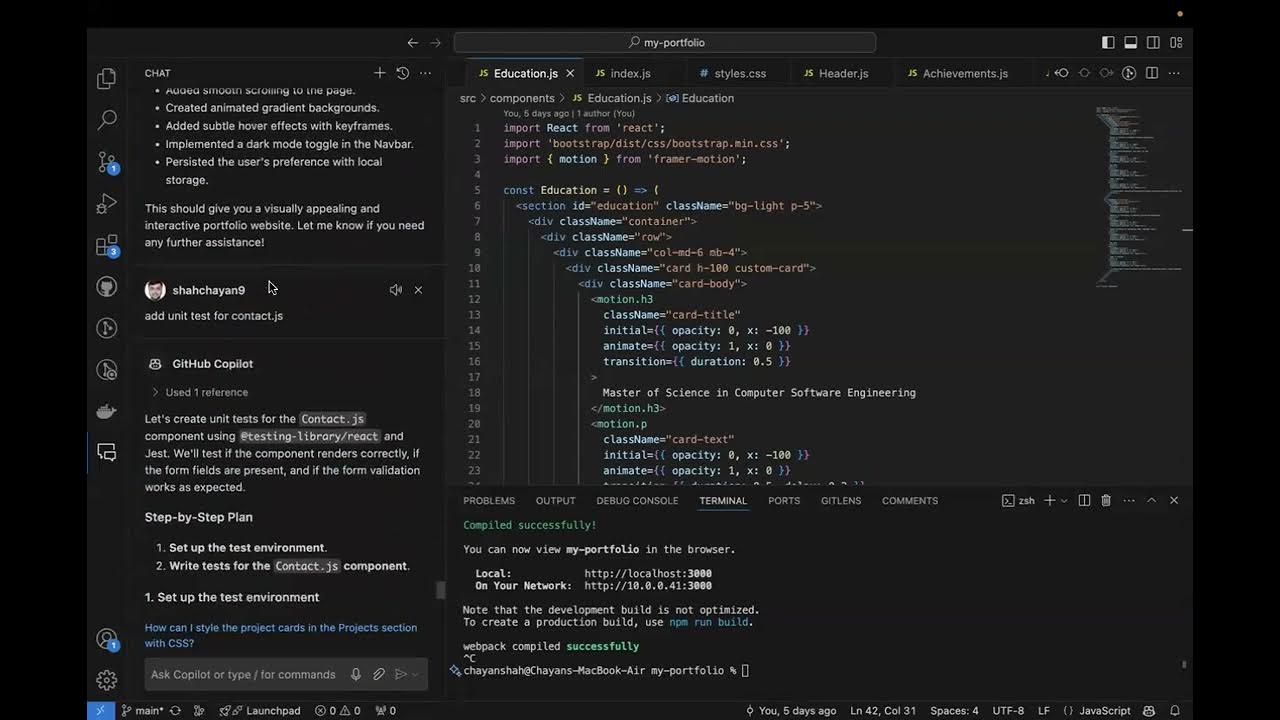 My Portfolio using Github Copilot - YouTube