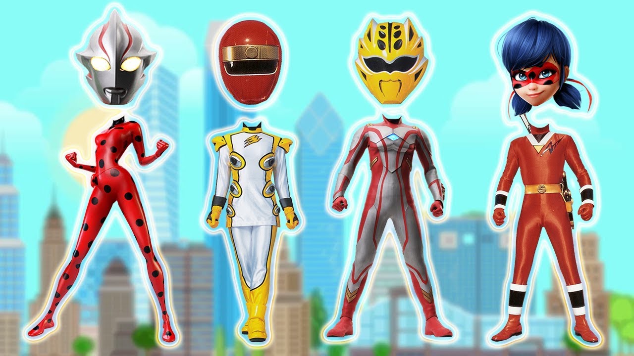 Wrong Heads Ladybug Power Rangers Ultraman Ribut Finger Family Song ...
