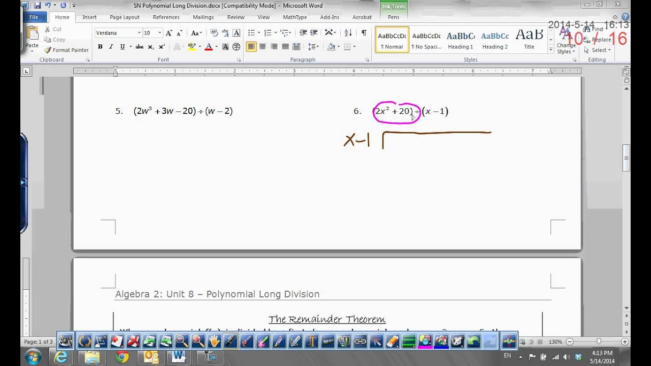 Long Division Alg 2 - YouTube