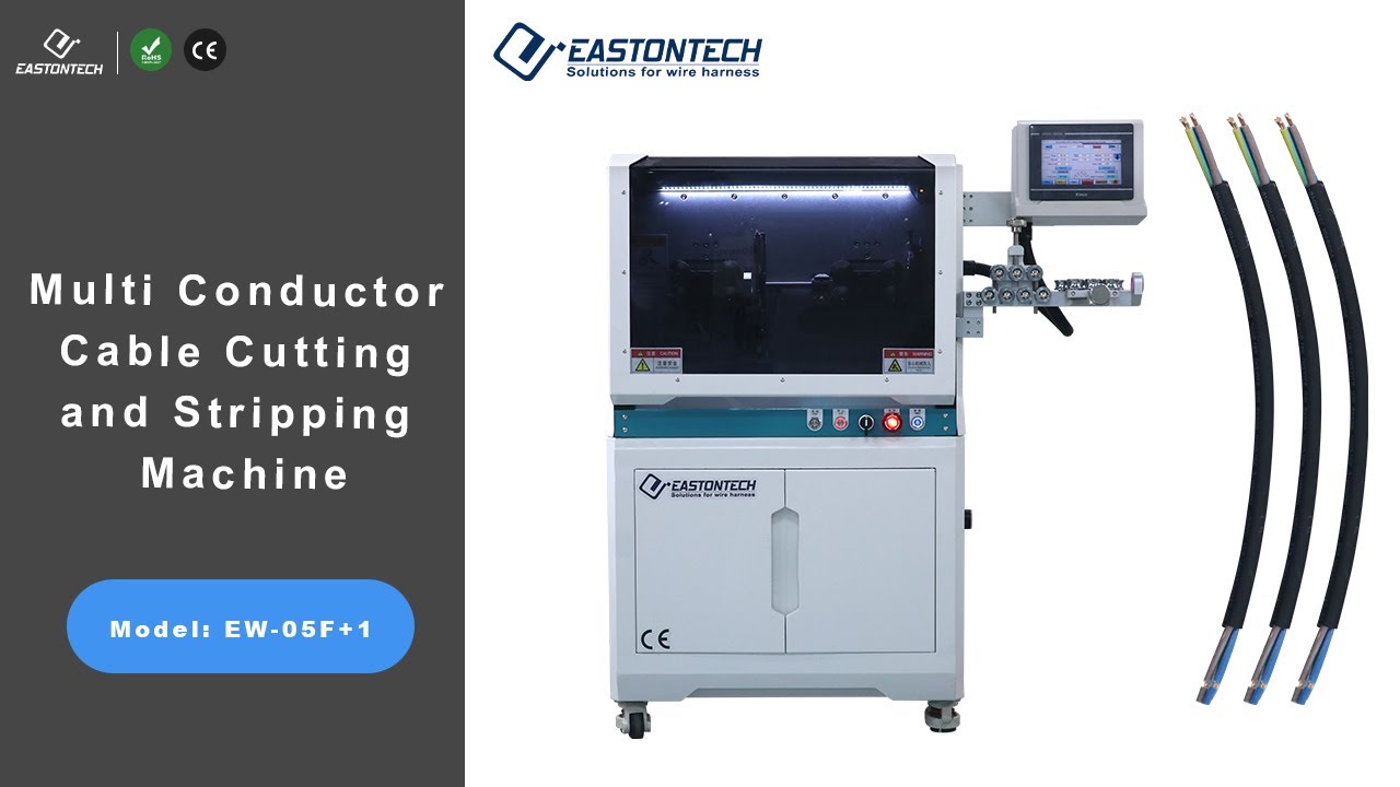 EW 05F+1 multi conductor cable cutting and stripping machine - YouTube