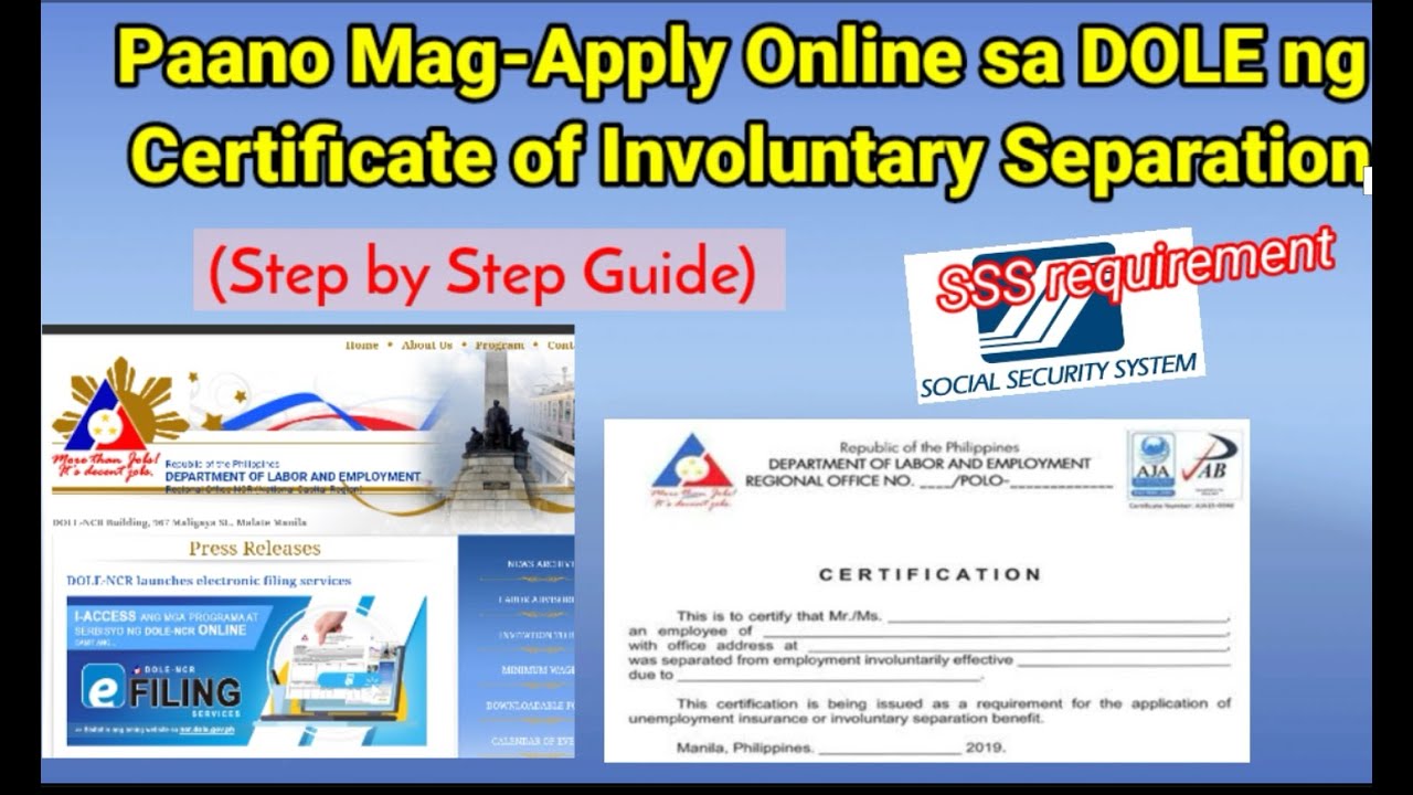 Paano Mag-Apply Online sa DOLE ng Cert. of Involuntary Separation |DOLE ...