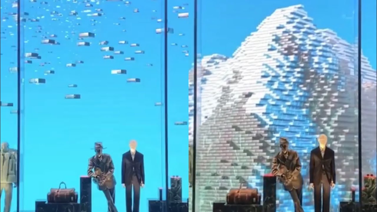 Louis Vuitton Reveals Minecraft-Like Display to Storefront - YouTube