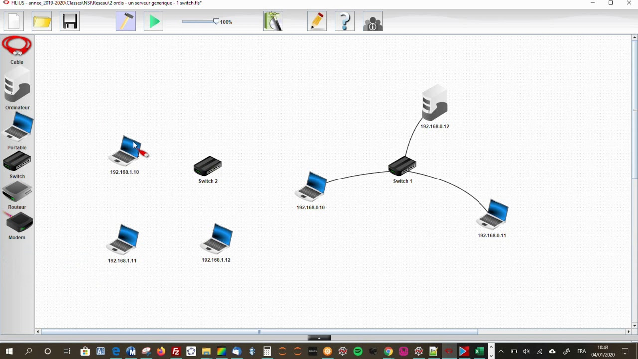 Logiciel Filius : relier deux réseaux locaux avec un routeur - YouTube