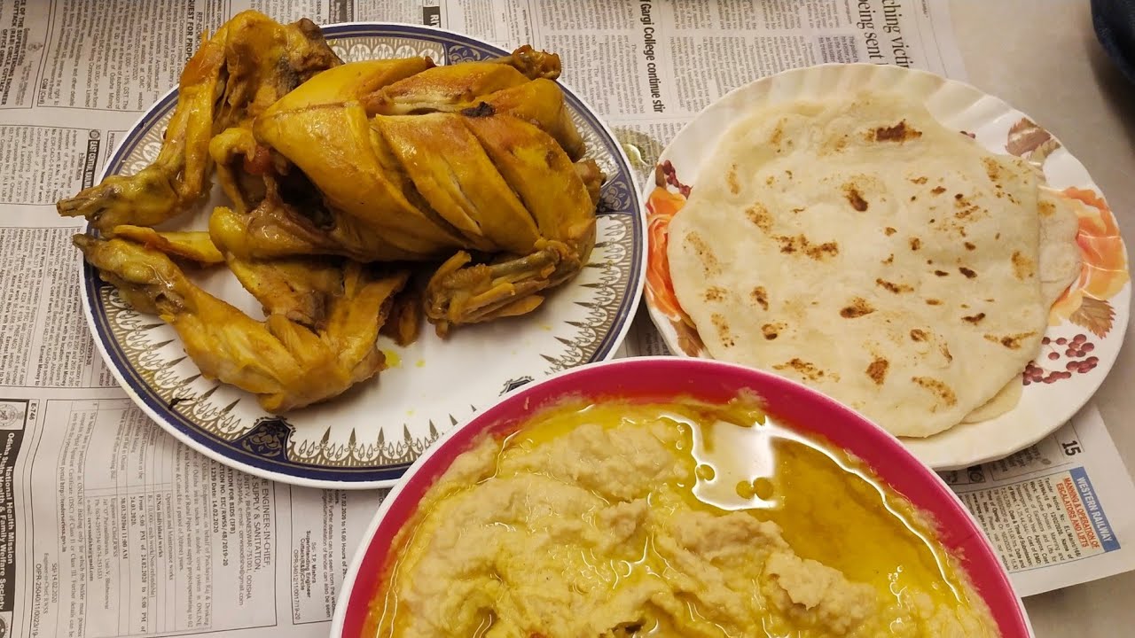 Roasted Chicken With Khubus & Hummus/Street Style/ Arabic Recipe Of U.A ...