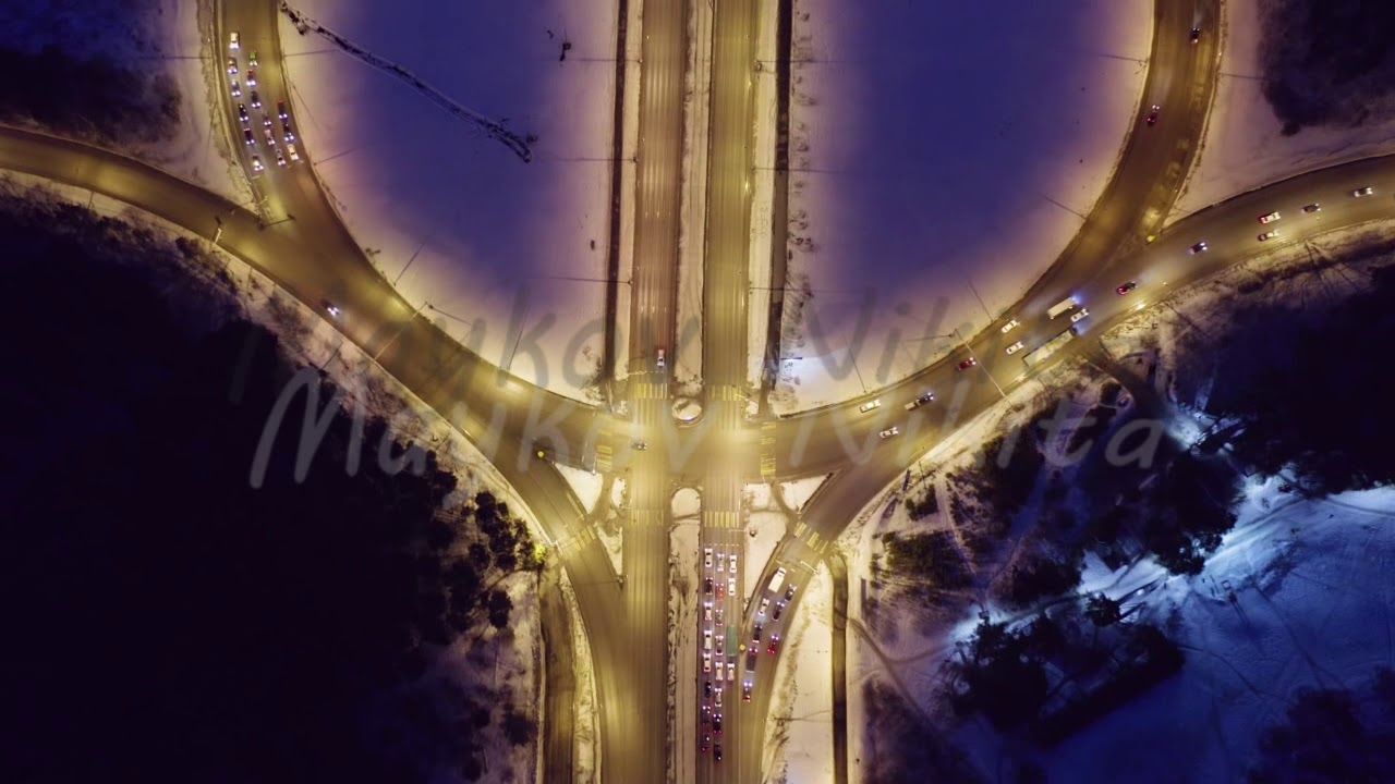 Ekaterinburg, Russia. Crossroads in the form rings. Interchange at ...