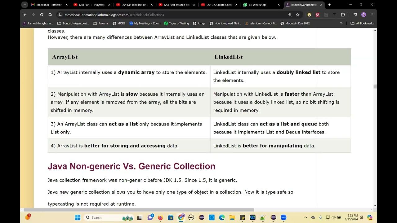 CoreJava Collections Framework Part2 June 15 2024 - YouTube