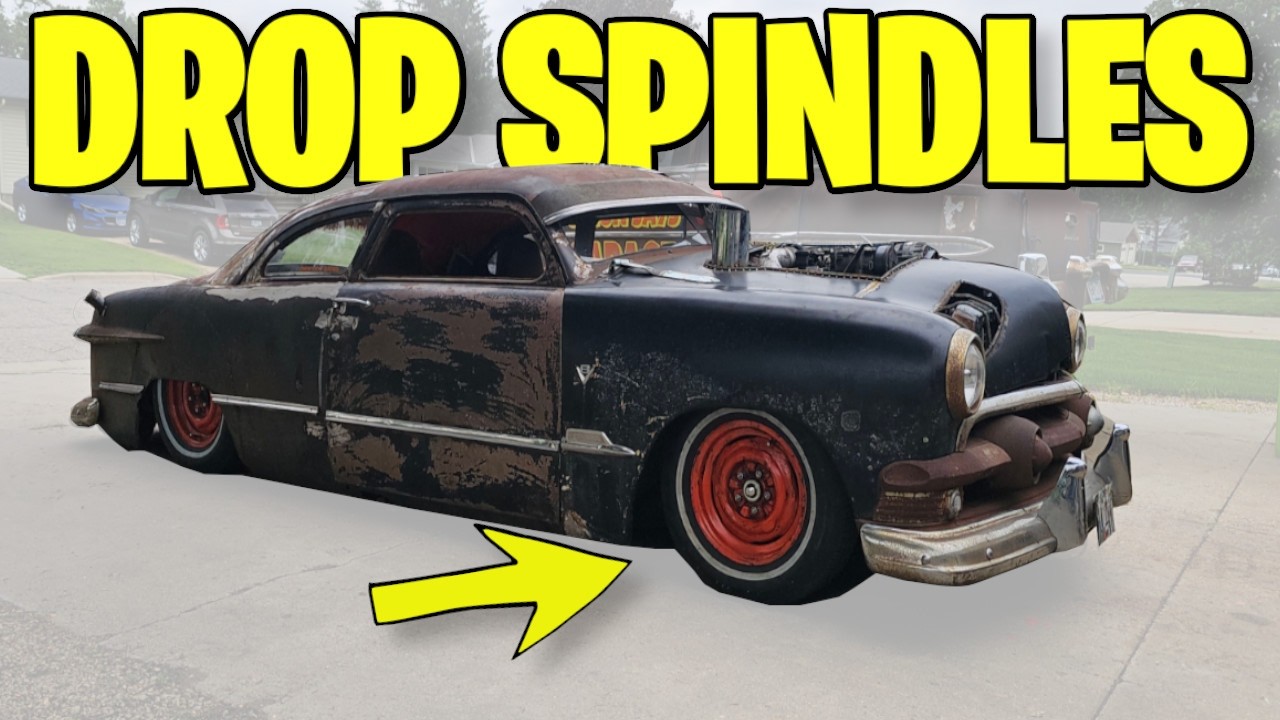 Lowering the Beast! Drop Spindle Install on My 1951 Ford Rat Rod - YouTube