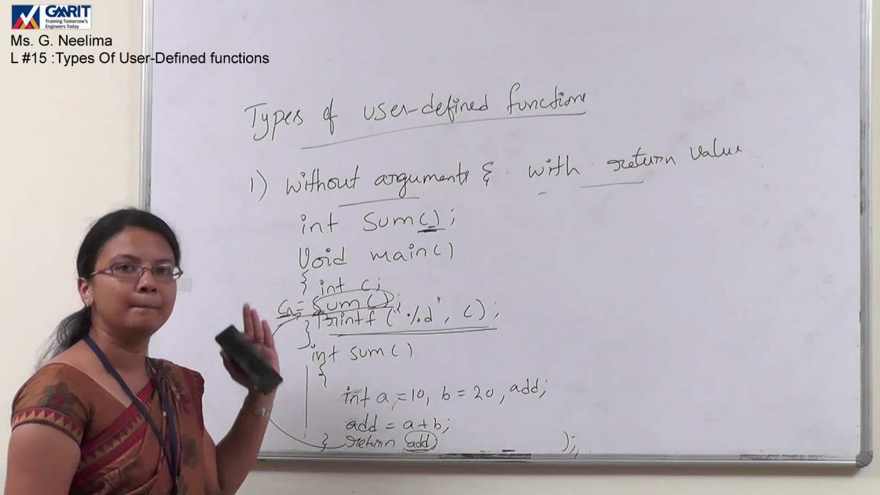 C Programming Types Of User Defined Functions Youtube 4802