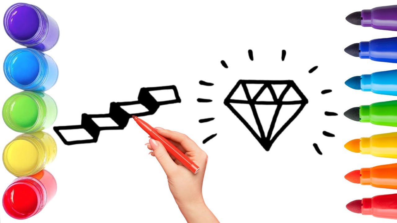 How To Draw cute diamond Drawing, Painting & Coloring For Kids and ...