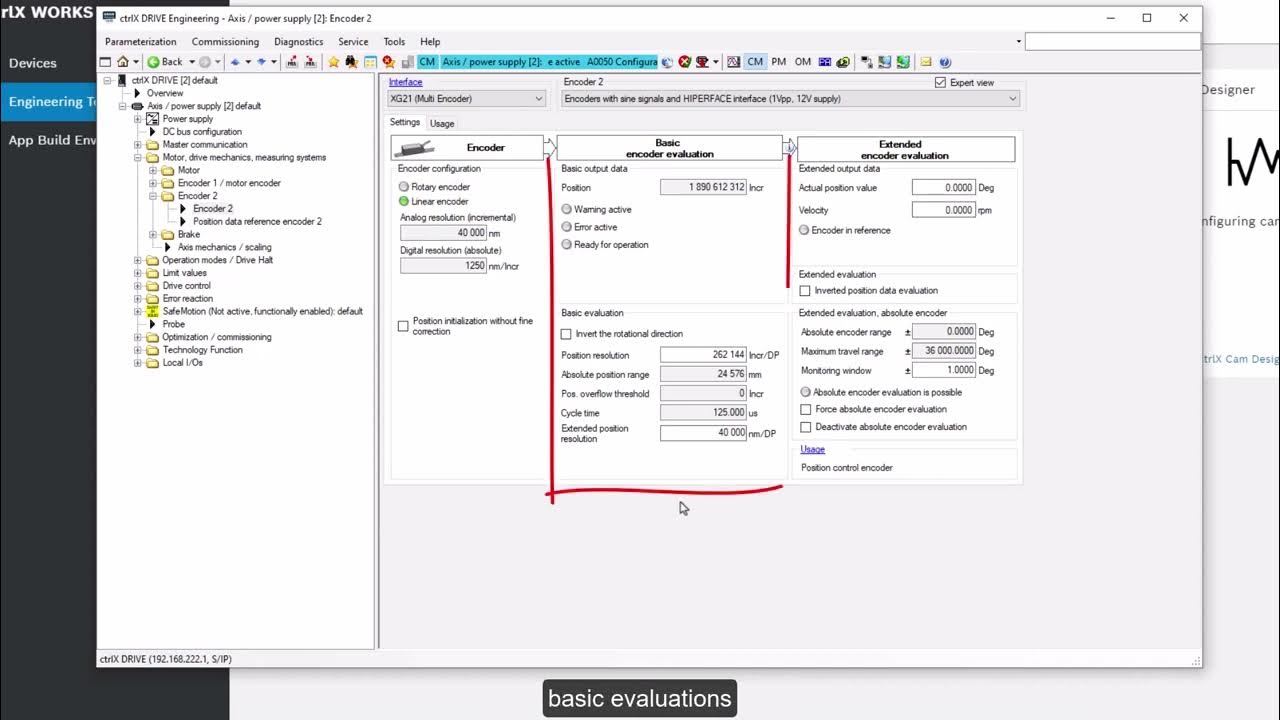 ctrlX DRIVE – External encoder port uses an absolute linear encoder with Hiperface & SSI ...