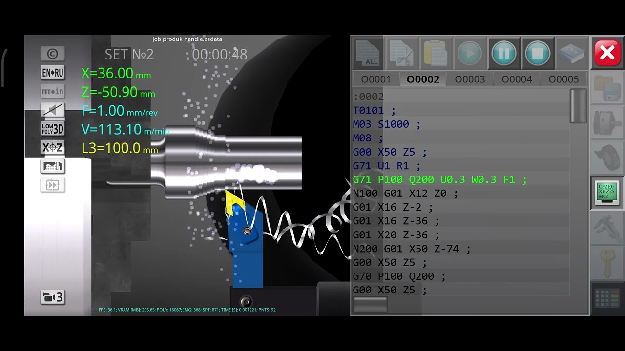 Projects Job Handle menggunakan CNC Bubut Simulator - YouTube