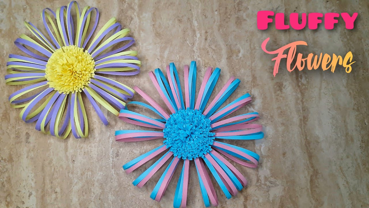 Fluffy Paper Flowers tutorial | Easy paper flowers | Easy fluffy paper ...