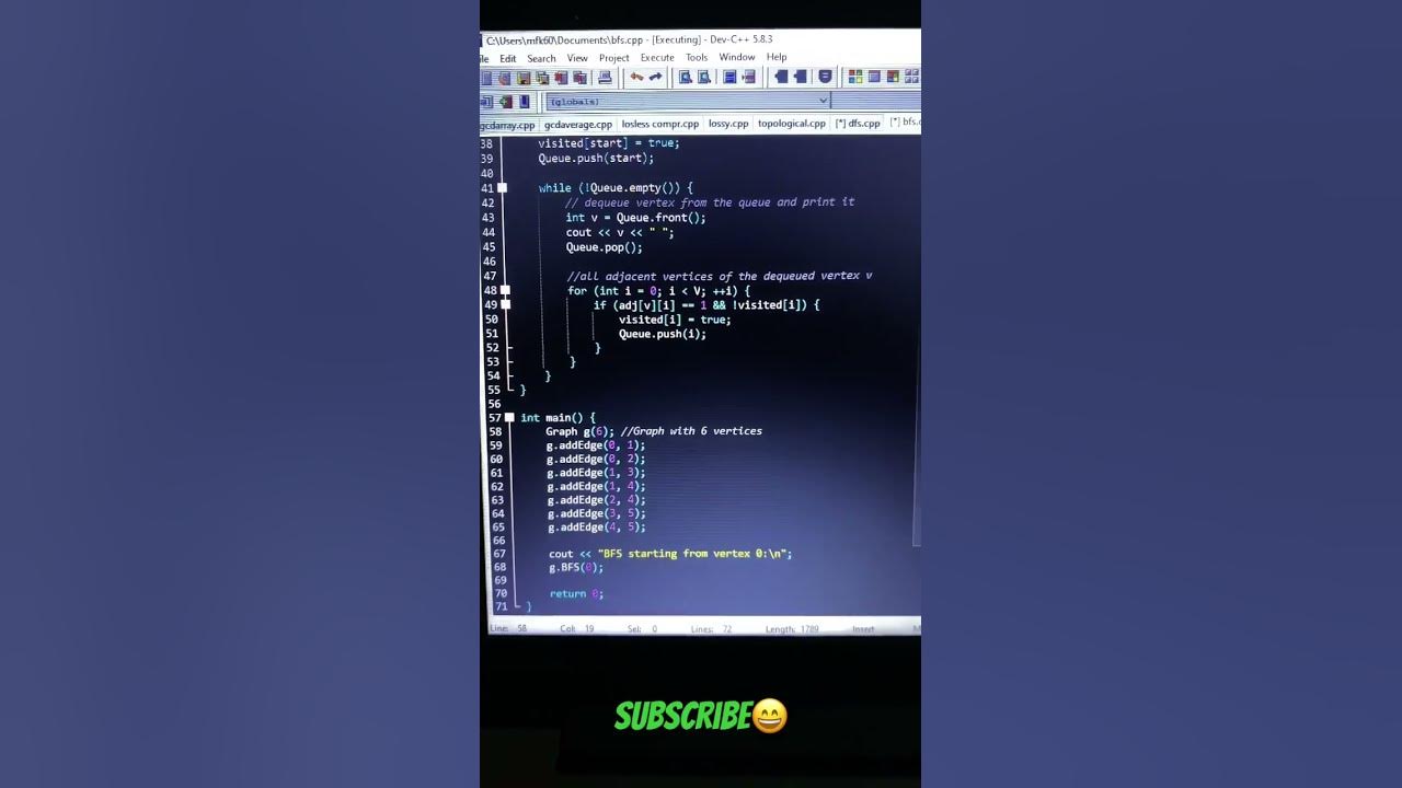 Breadth First Search In C Codinglife Coding Codelife Codingtime Programminglanguage Youtube 