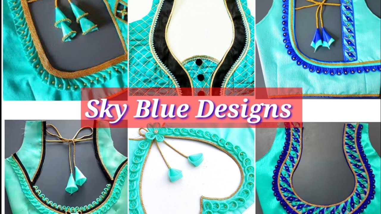 Latest sky blue blouse designs 💙💙/blouse designs new model/blouse ...