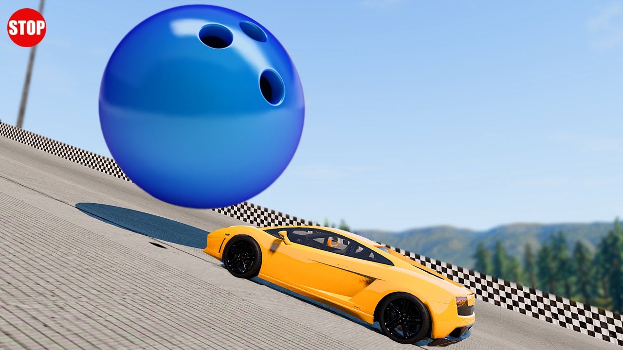 Cars vs 1000 Ton Bowling Ball 😱 BeamNG.Drive - YouTube
