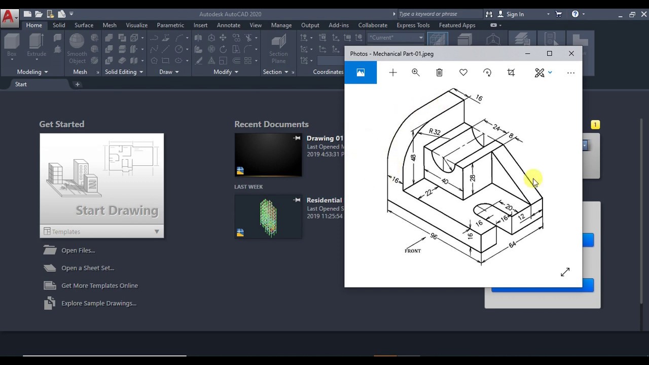 AutoCAD 2020 Mechanical Part Design 01 - YouTube