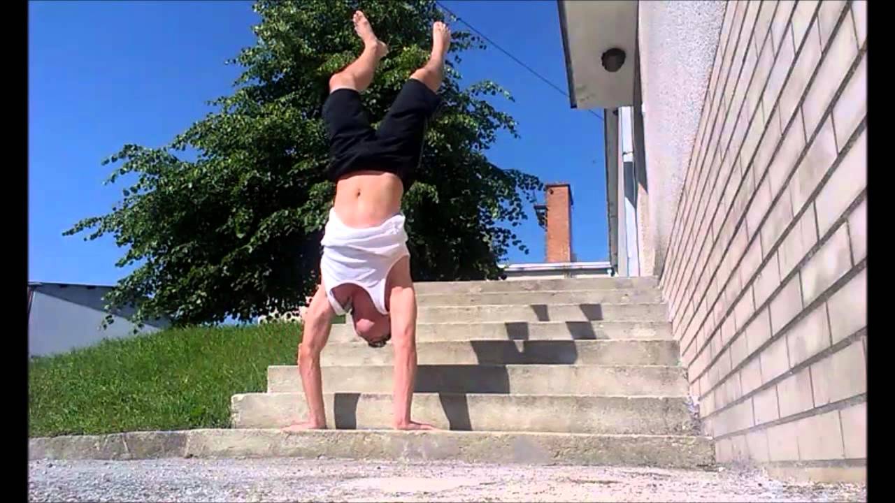 Walking up the stairs on hands - YouTube