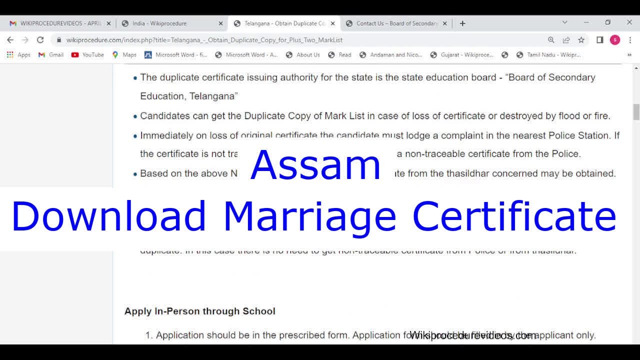 Assam - Dowload or View Marriage certificate (Online) - YouTube