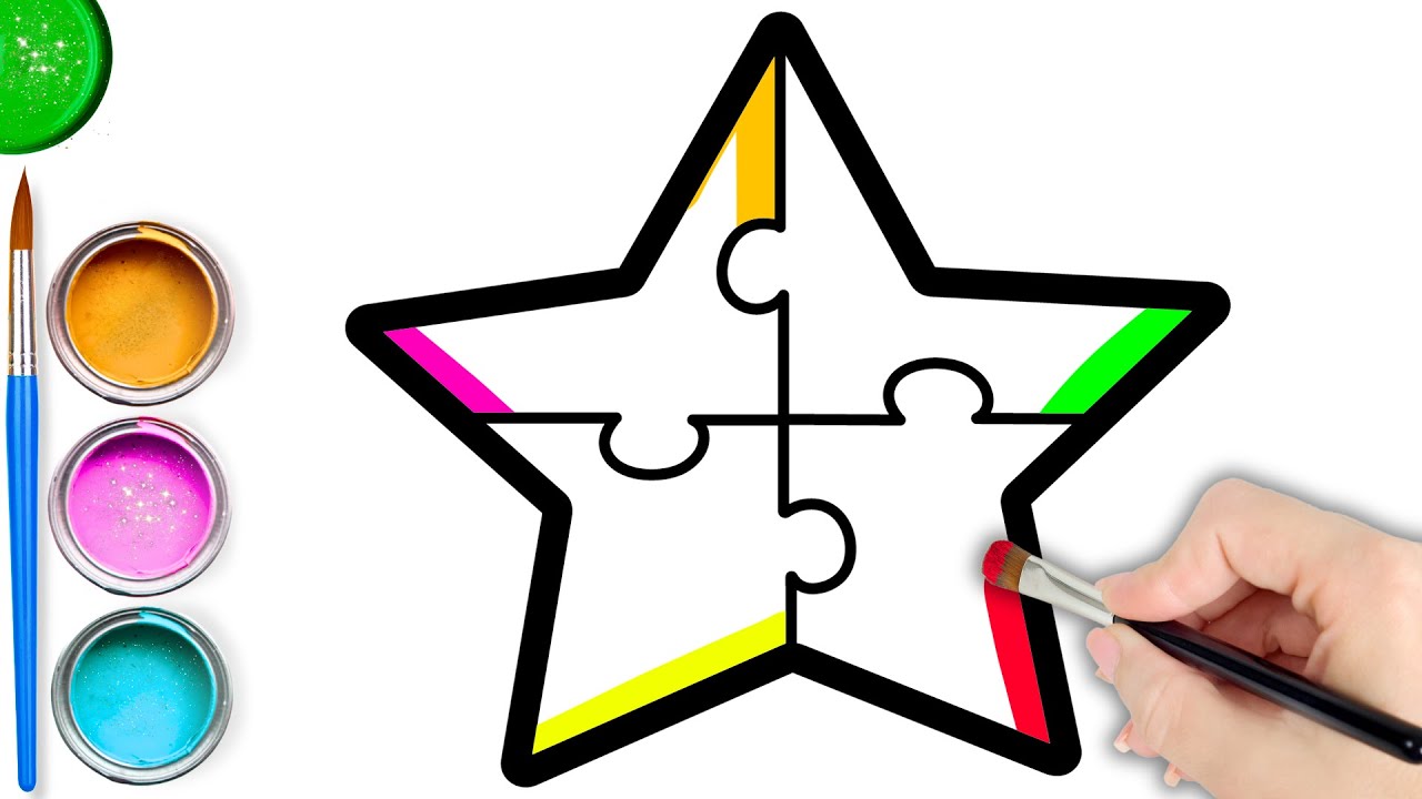HOW TO DRAW A STAR | Drawing, Coloring, & Painting Star Puzzle - YouTube