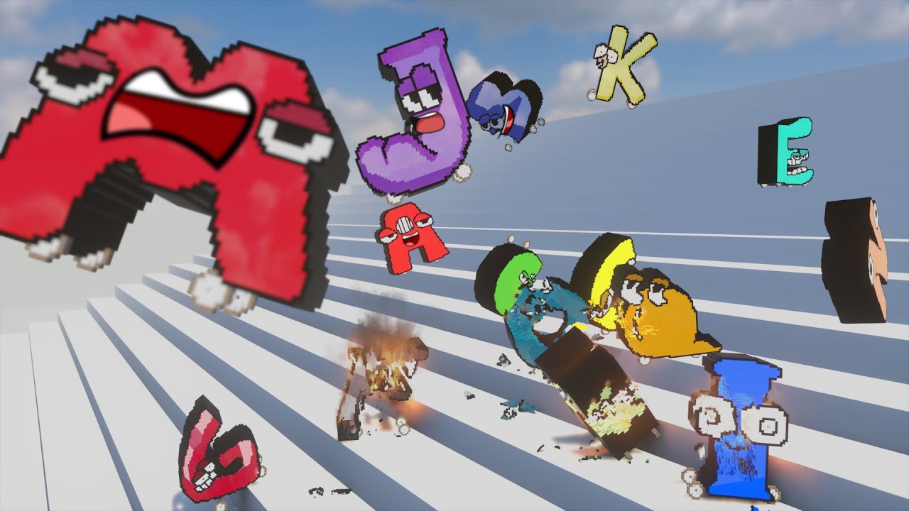 Alphabet Lore Cars vs Stairs Jumps Down | Teardown - YouTube