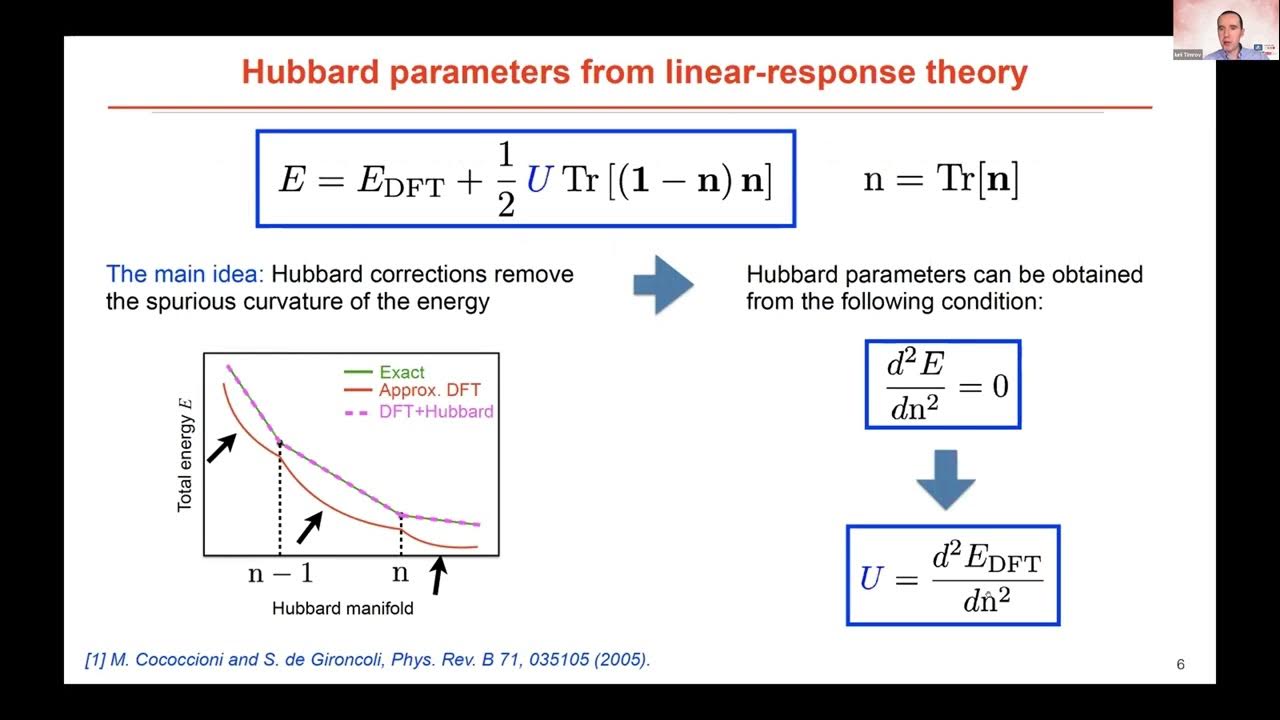 QE tutorial 2022 - First-principles calculation of Hubbard parameters - Iurii Timrov - YouTube