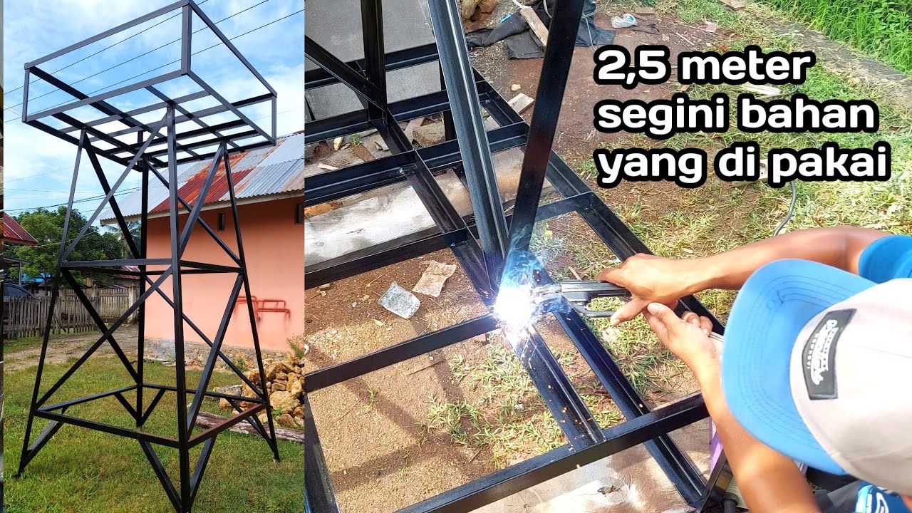 proses pembuatan tower tandon dari besi siku 4x4 - YouTube