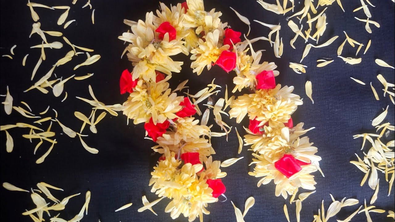 How to string sevanthi flower petals with artificial rose|poojai|god ...