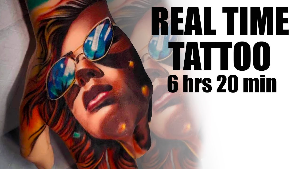REAL TIME TATTOO | Realism Portrait Fake Hand Tattoo - YouTube
