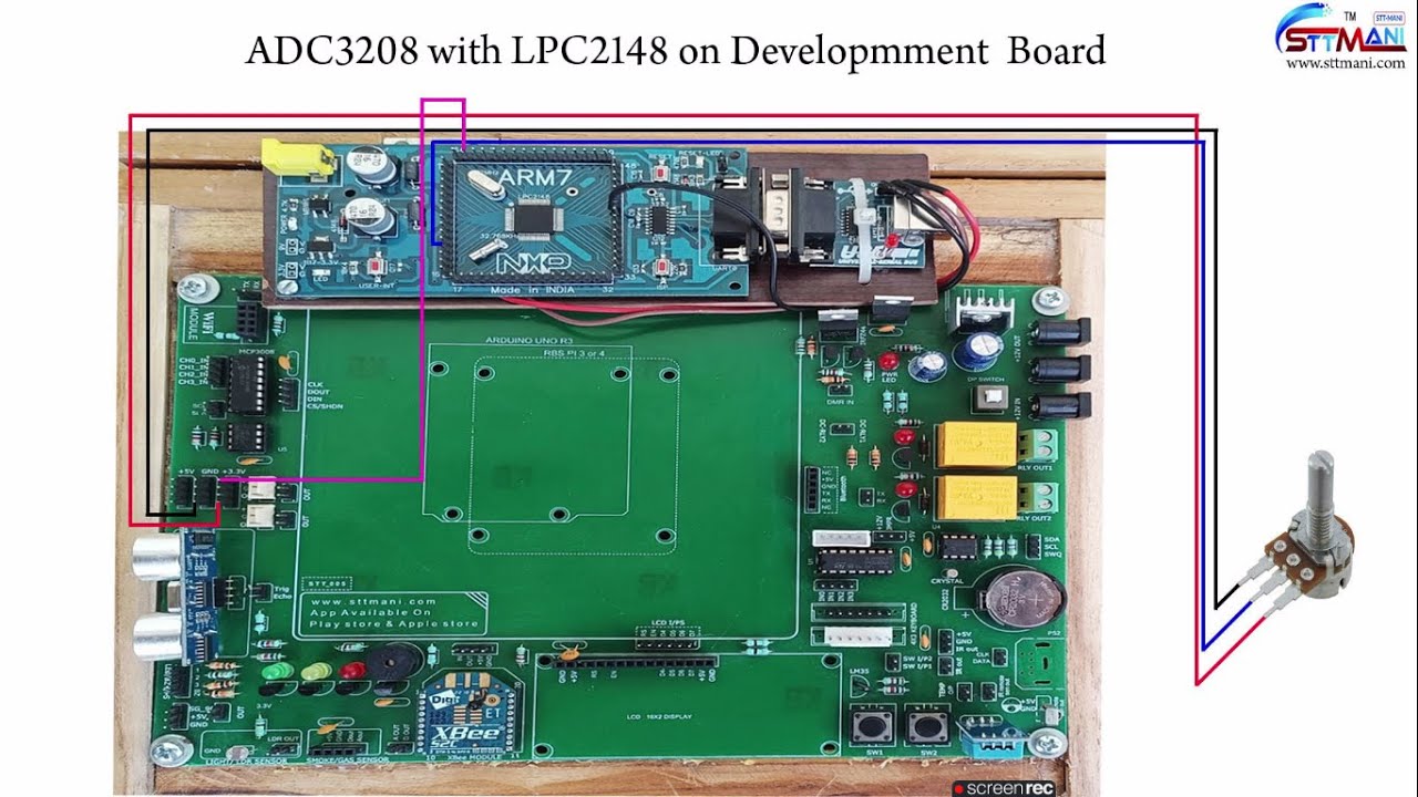ADC 3208 WITH LPC2148 ON DEVELOPMENT BOARD - YouTube