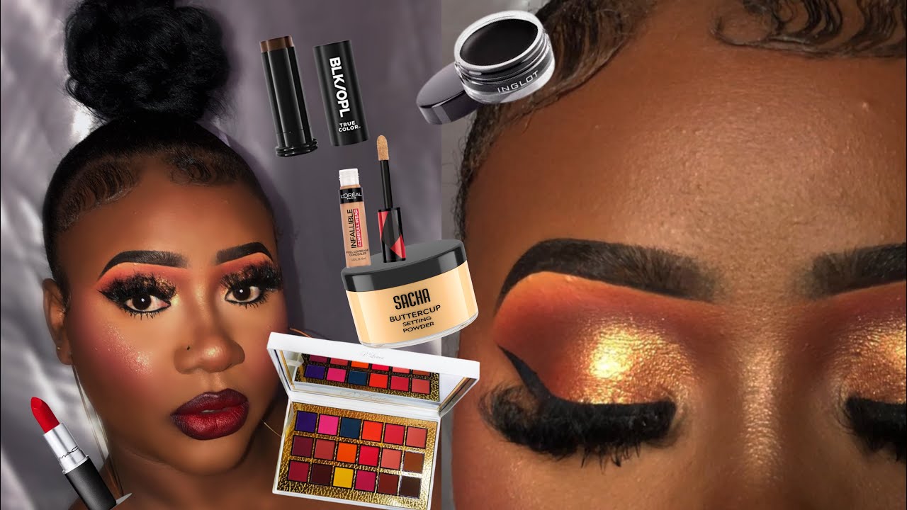 Classic Holiday Glam | Gold Eyes & Red Ombré Lips | Mac Ruby Woo - YouTube