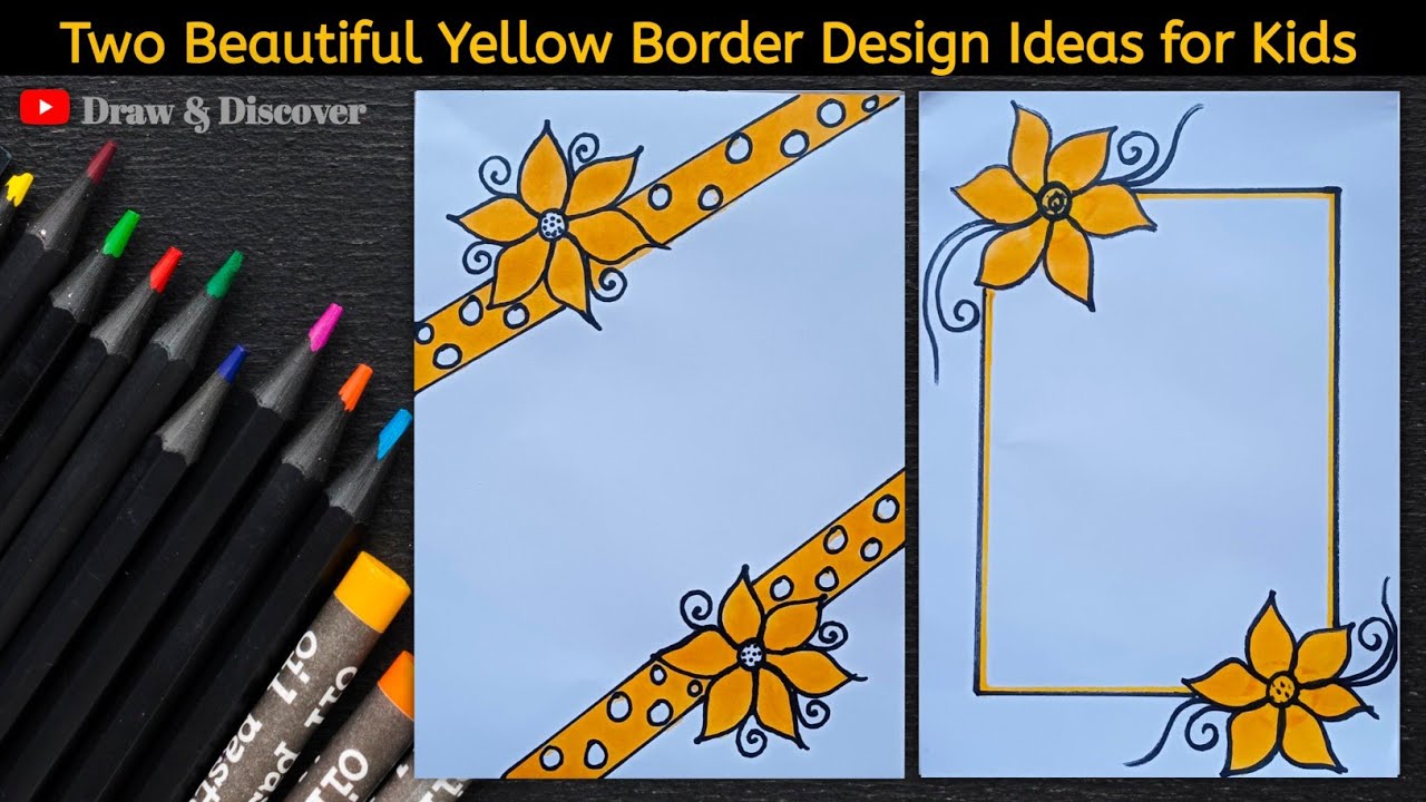 Two Simple Yellow Border Designs for Beginners 🎨 - YouTube
