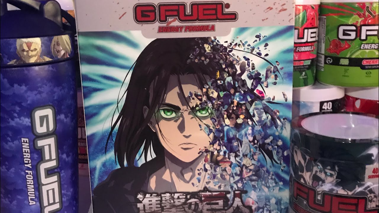 ATTACK ON TITAN CITRUS GREEN TEA “SPINAL FLUID” GFUEL COLLECTORS BOX ...