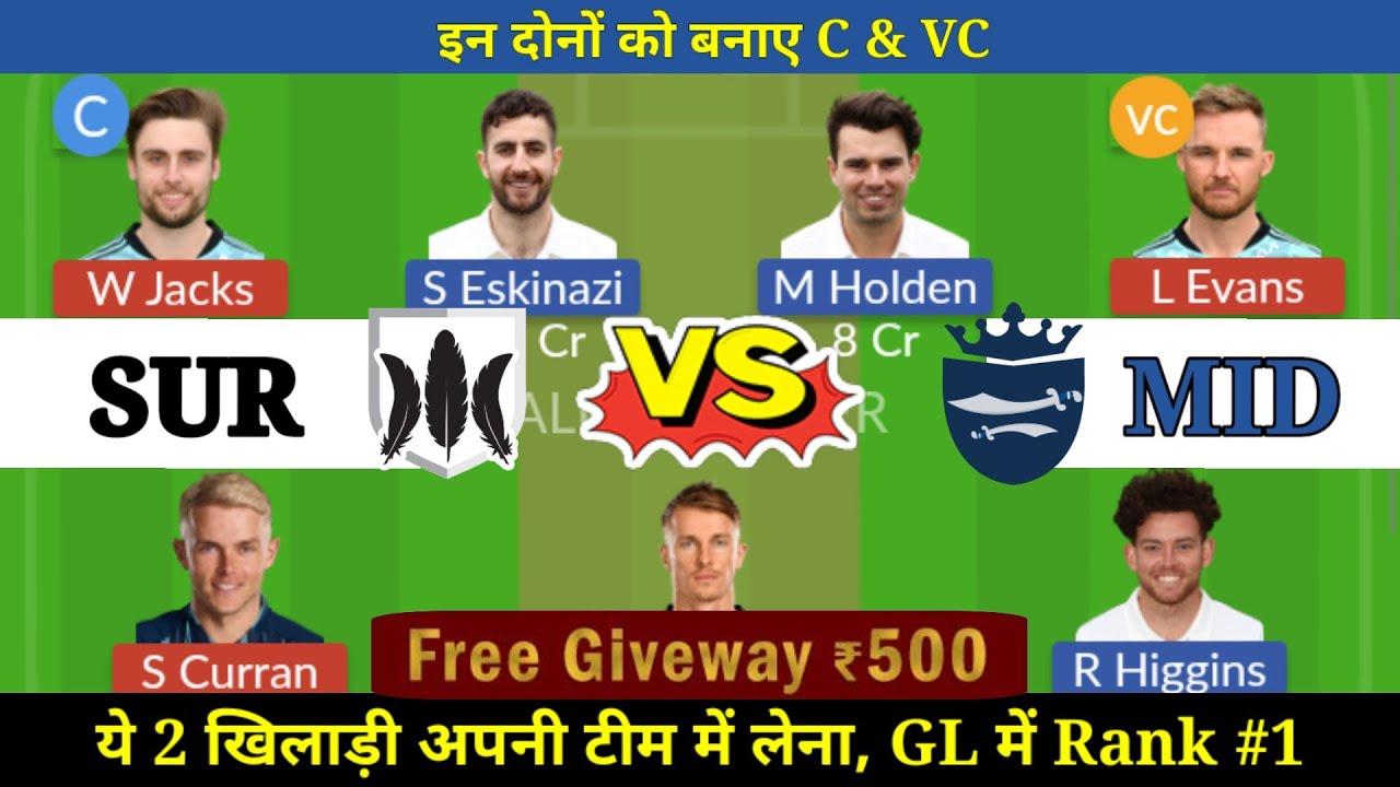 SUR vs MID dream11 prediction | SUR vs MID today match prediction | SUR ...