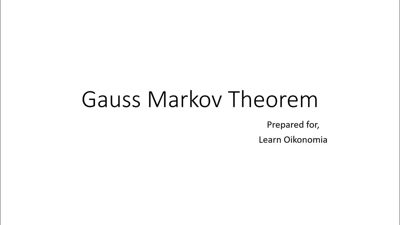 Gauss Markov Theorem - YouTube