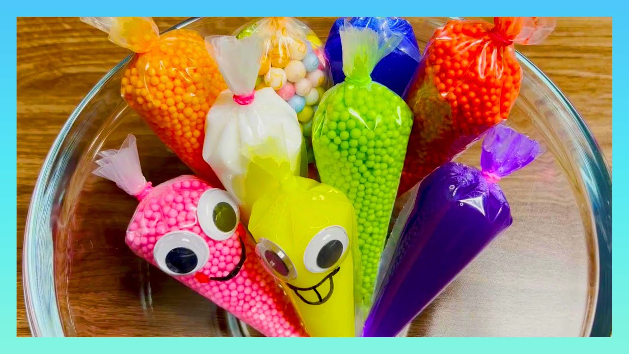 Satisfying Video l Making Colorful Pool into Mixing Glossy Slime ...