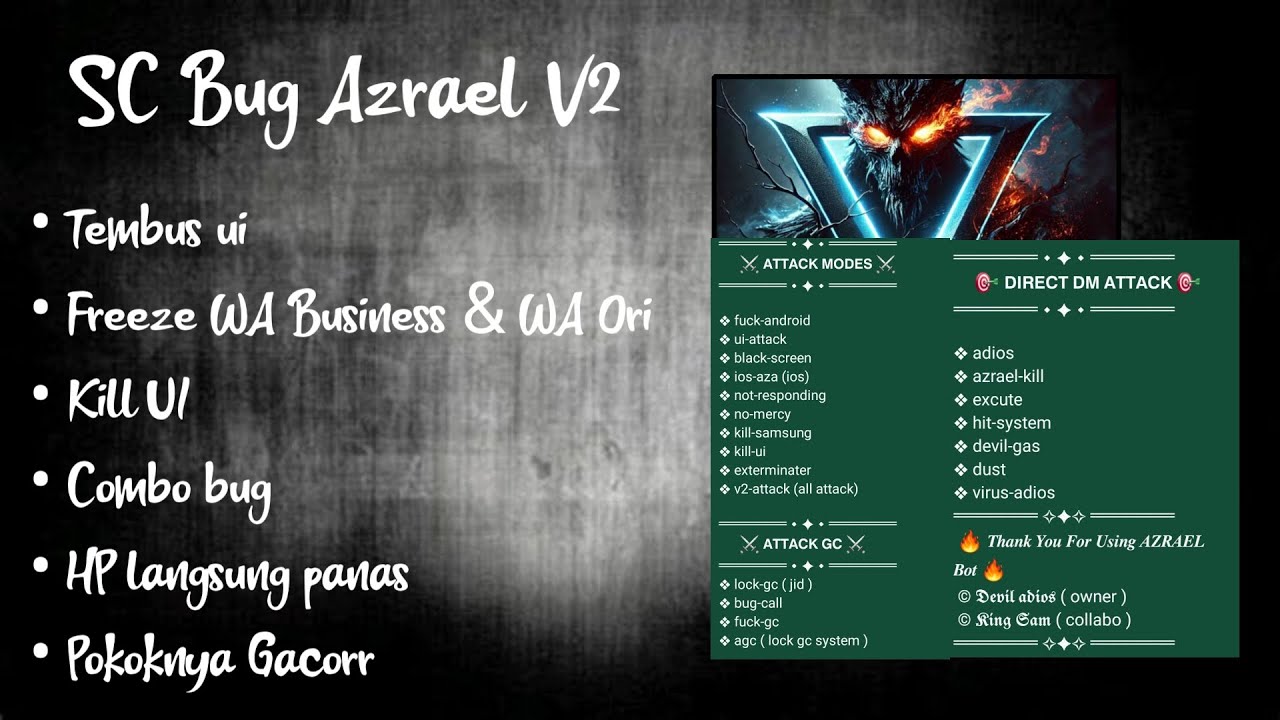 SC BOT BUG AZRAEL V2 || TEMBUS ALL WA || BUG LUAR NEGERI GACOR? YTTA ...