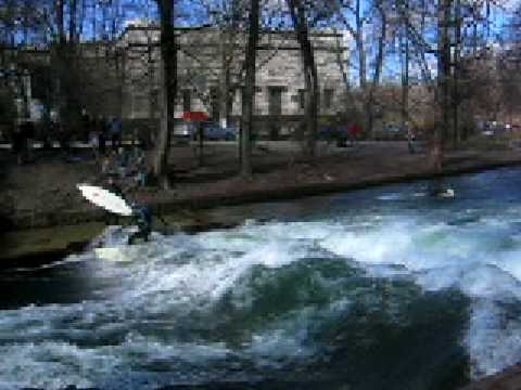 Ice Bach - Surfing at the Isar river in Munich - Germany - YouTube