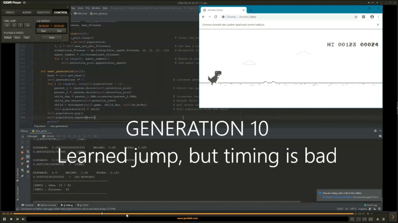 Trex Game With Genetic Algorithm And Neural Network Youtube