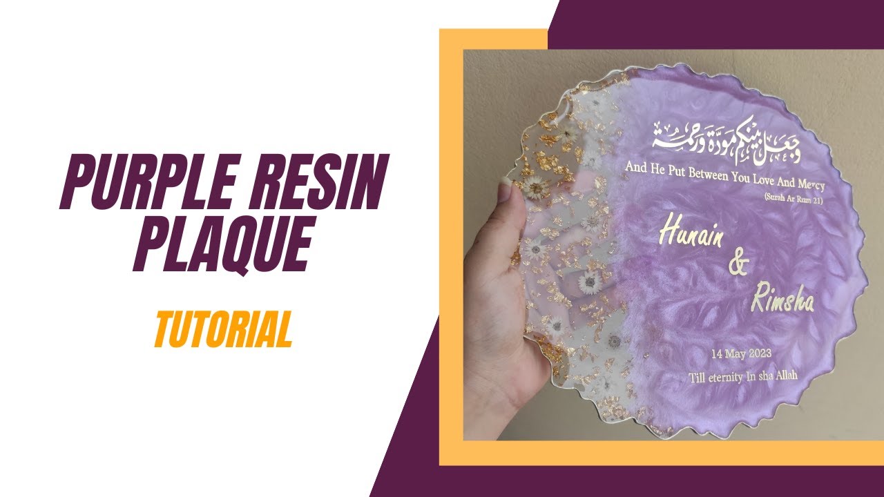Creating a Stunning Purple Resin Plaque with Gold Flakes and White Dry ...