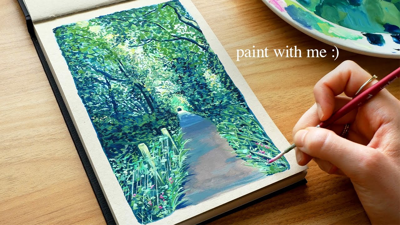 tips for depth and layering with gouache 🍃 beginner friendly landscape ...