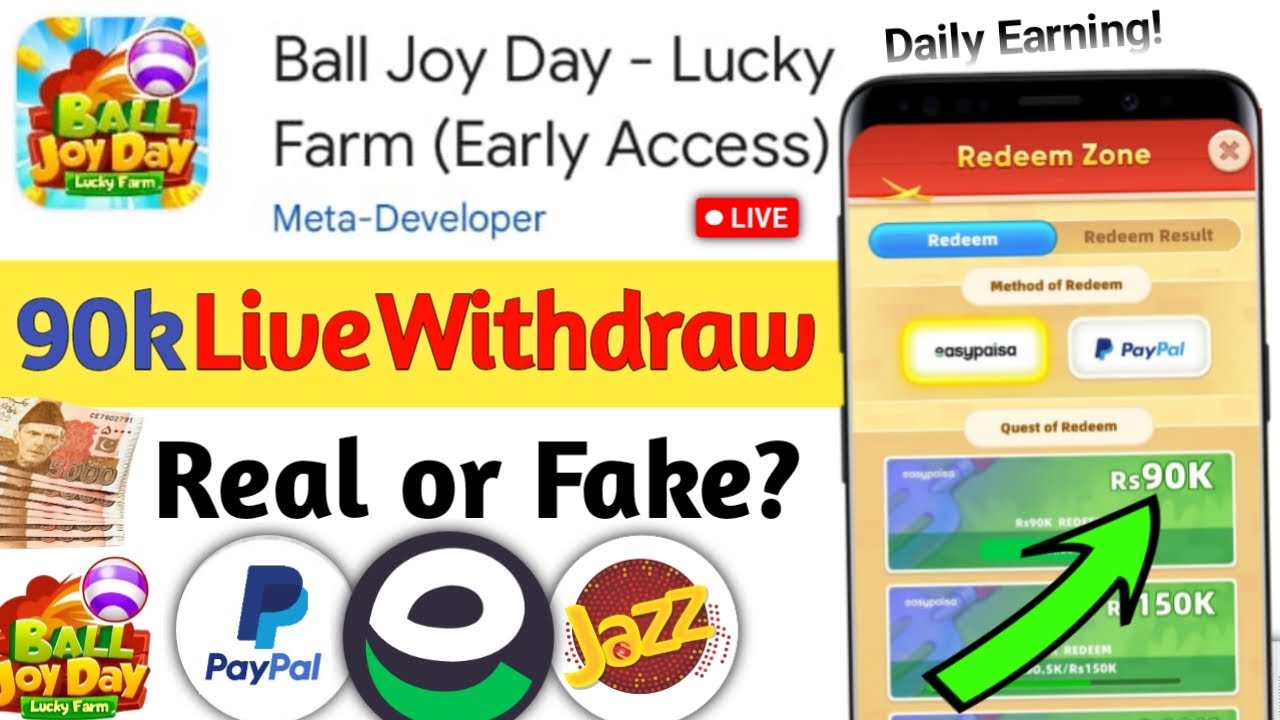 Ball joy day app 90k withdrawal | Ball joy day app se paise kaise hasil ...