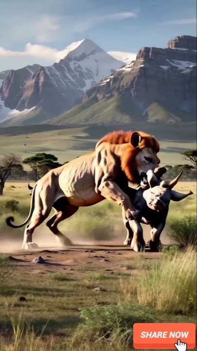 "Clash of Titans: Majestic Lion vs. Mysterious Rhino!". #new #reels #lion #animals - YouTube
