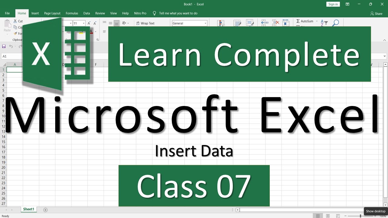 Excel Insert Data Class 7 | Microsoft Excel Course in Urdu | Excel ...